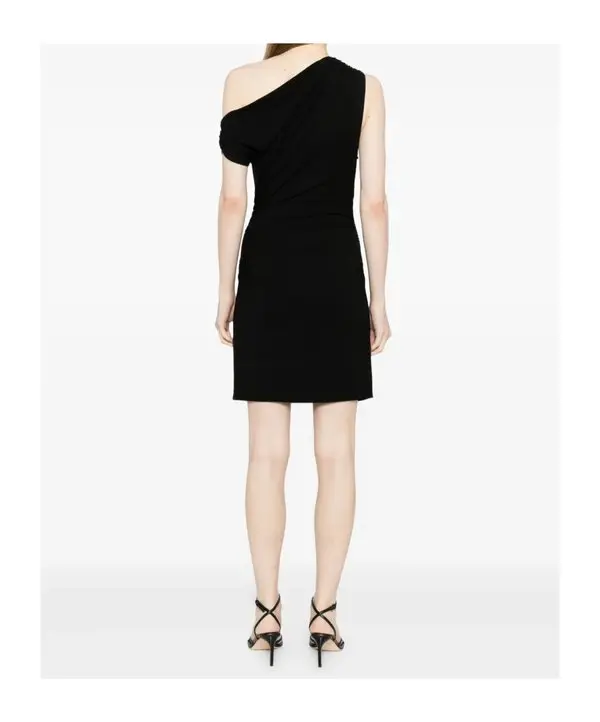 REFORMATION Belle Dress With Asymmetrical Sleeves And Pleating - Black