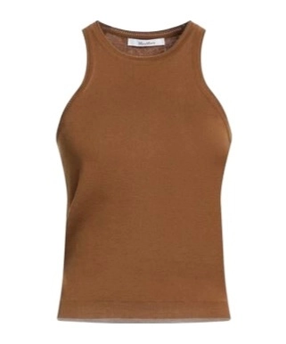 Max Mara Crew-neck Ribbed Racerback Tank Top - Brown