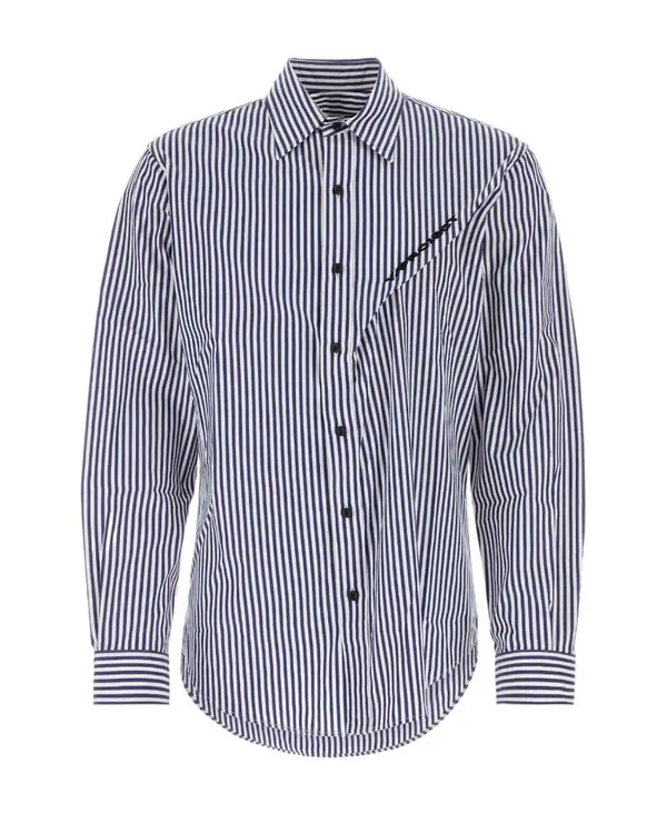 Y/project Logo Embroidered Striped Poplin Shirt