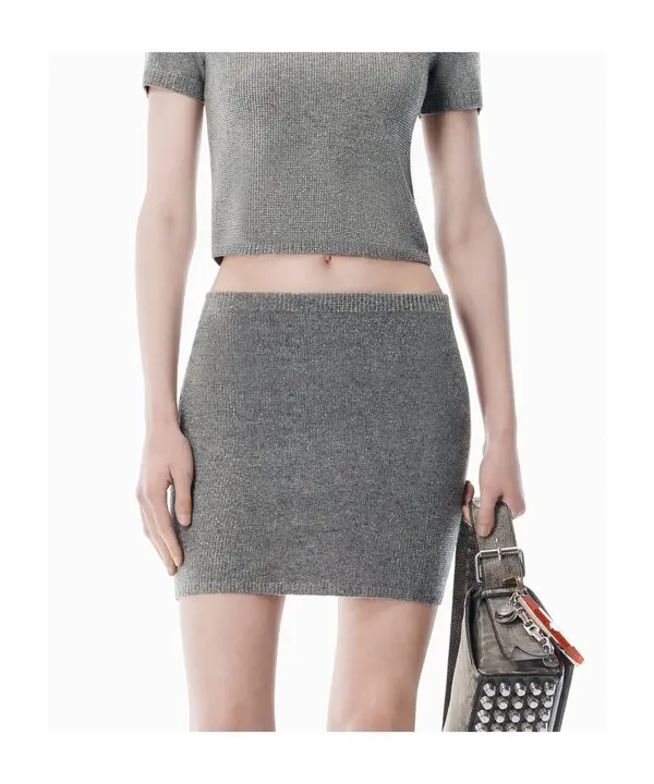 Alexander Wang Wool-blend Hotfix Embellished Mini Skirt