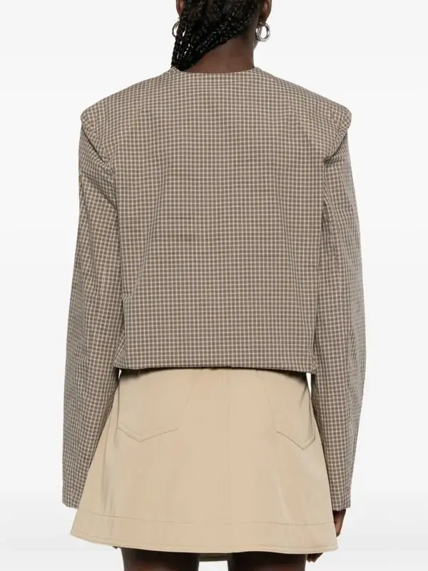 Nanushka Checked V-neck Shirt - Nude