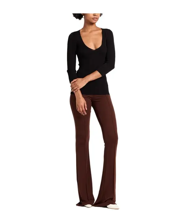 Isabel Marant Étoile Ribbed Knit Top With V-neck And 3/4 Sleeves
