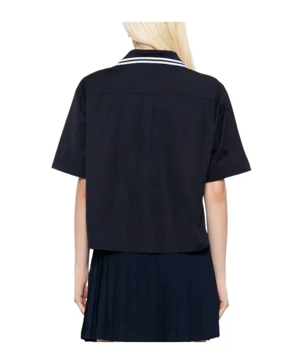 SPORTY  RICH Sporty & Rich Cotton Button-up Shirt With Embroidered Logo