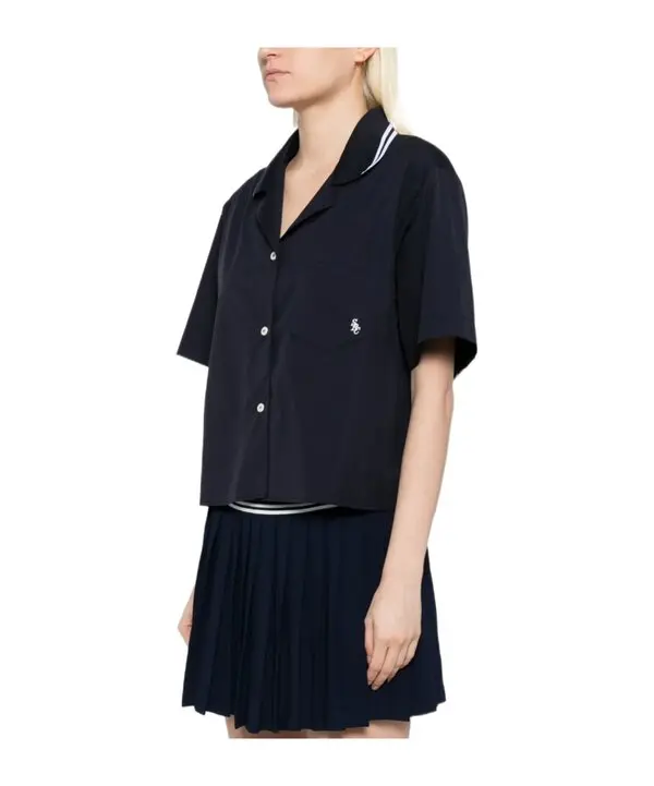 SPORTY  RICH Sporty & Rich Cotton Button-up Shirt With Embroidered Logo
