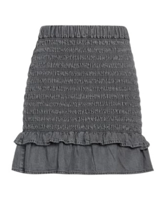 Isabel Marant Étoile Denim Mini Skirt With Double Ruffled Hem - Black