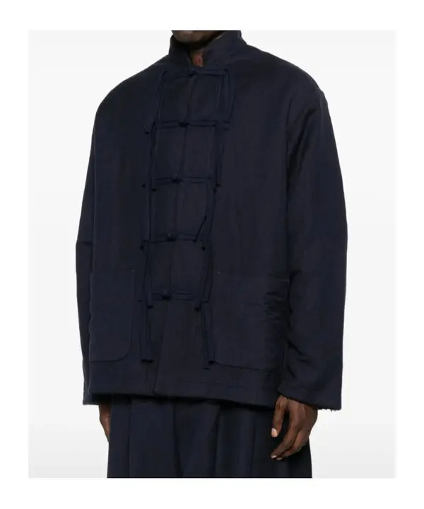 UMA WANG Knotted-front Jacket - Dark Blue