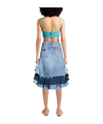 GANNI Multi-tonal Patchwork Denim Mini Skirt