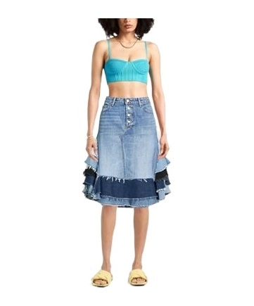 GANNI Multi-tonal Patchwork Denim Mini Skirt