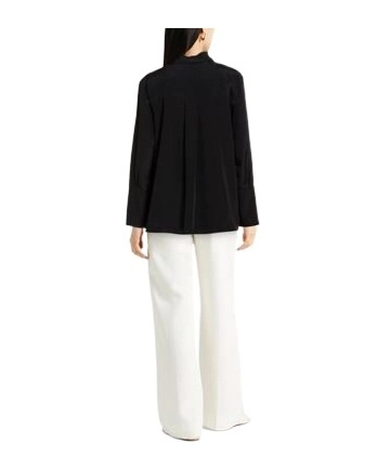 Max Mara Satin Collared V-neck Blouse With Flared Sleeves