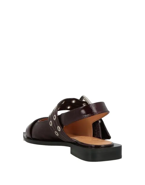 GANNI Slingback Flats With Buckle Detailing - Black