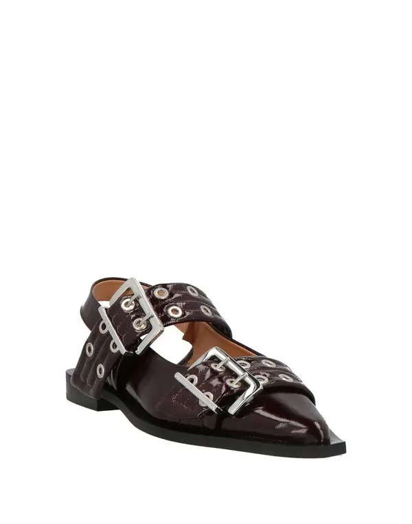 GANNI Slingback Flats With Buckle Detailing - Black