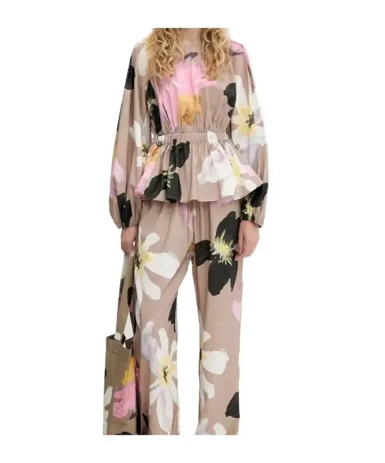 Stine Goya Floral Print Belted Puff Sleeve Blouse