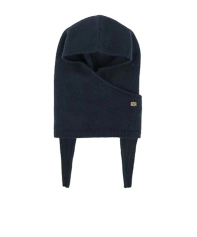 GANNI Knit Earflap Hat With Emblem - Black
