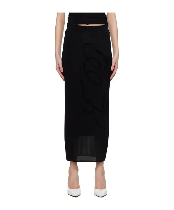 JEAN PAUL GAULTIER Flocked Logo Midi Skirt
