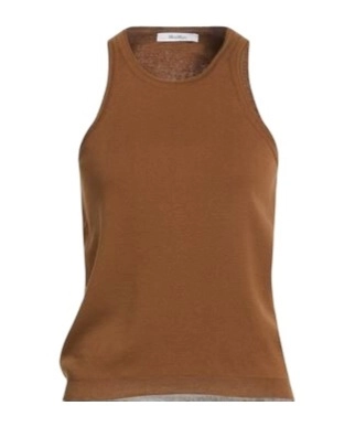 Max Mara Crew-neck Racerback Ribbed Tank Top - Brown