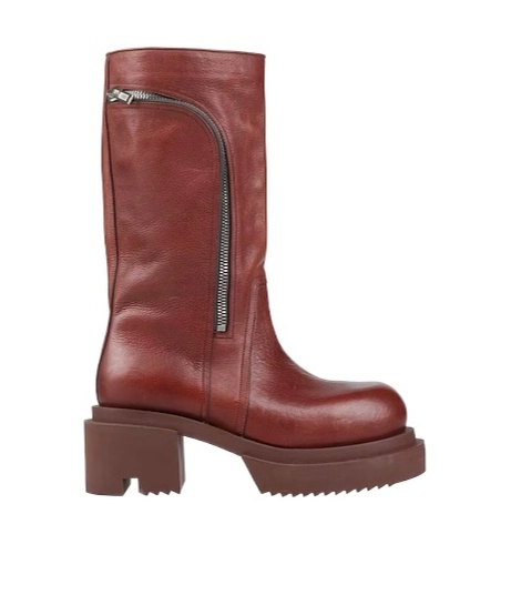 Rick Owens Casual Platform Leather Boots - Red
