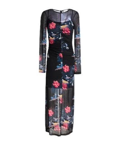 GANNI Multicolor Mesh Dress - Black