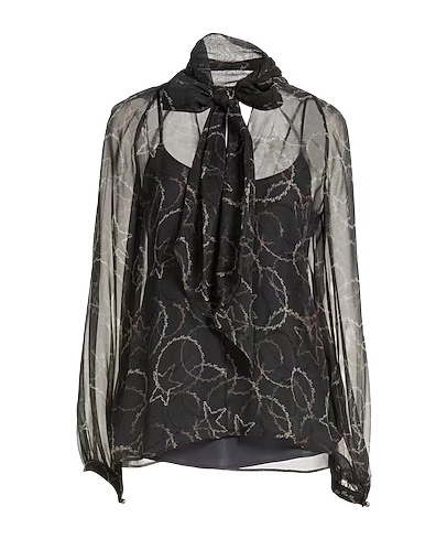 Max Mara Long Sleeve Printed Blouse With Pussy Bow