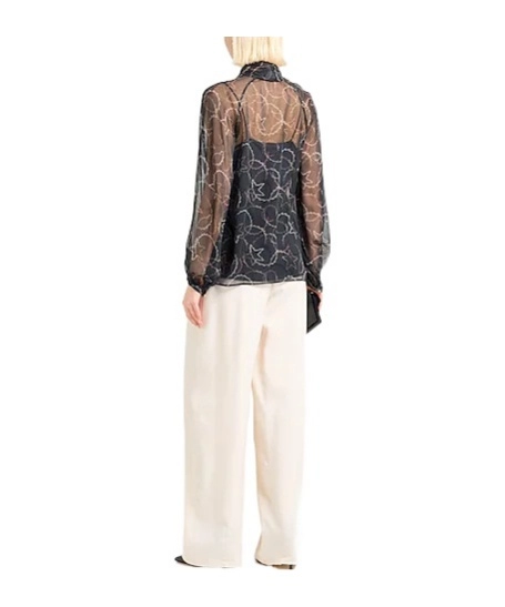 Max Mara Long Sleeve Printed Blouse With Pussy Bow