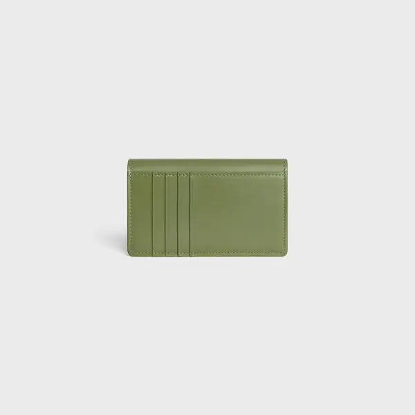 Celine Long Card Holder With Flap Triomphe In Shiny Calfskin