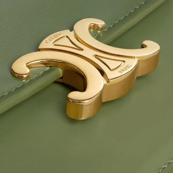 Celine Long Card Holder With Flap Triomphe In Shiny Calfskin