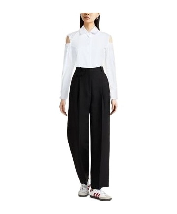 Max Mara Collared Shirt With Cold-shoulder Cutouts - Black