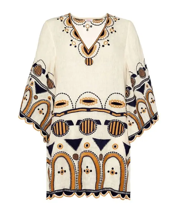 ERES Medaillon Embroidered Midi Dress - White