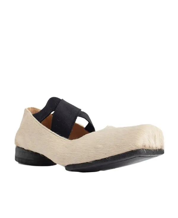 UMA WANG Square-toe Leather Ballerina - Nude