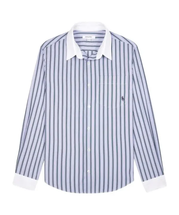 SPORTY  RICH Sporty & Rich Striped Contrast Collar Shirt