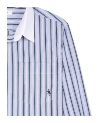 SPORTY  RICH Sporty & Rich Striped Contrast Collar Shirt