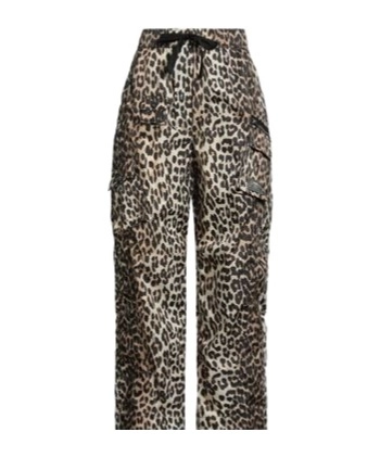 GANNI Leopard Print Cargo Trousers - Green