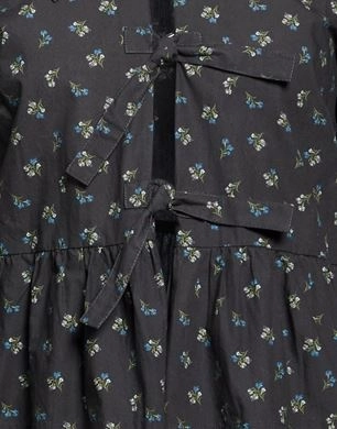GANNI Floral Puff Sleeve Cropped Top - Black