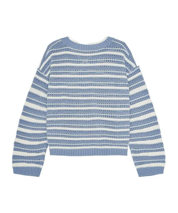 GANNI Striped Cotton V-neck Jumper