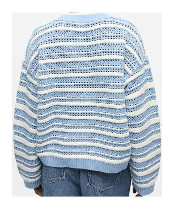 GANNI Striped Cotton V-neck Jumper