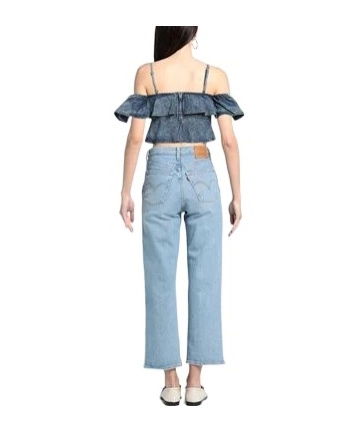Isabel Marant Étoile Off-shoulder Ruffled Denim Crop Top