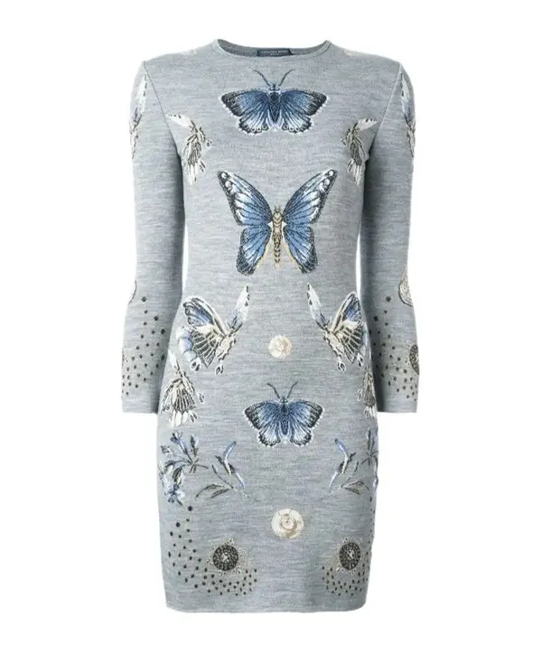 Alexander McQueen Butterfly Jacquard Knit Dress
