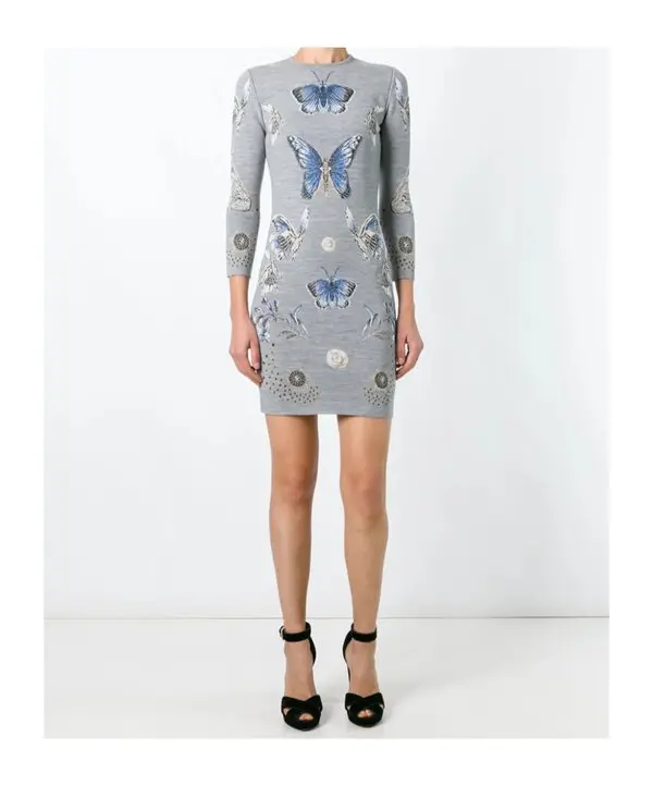 Alexander McQueen Butterfly Jacquard Knit Dress