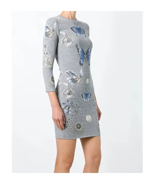 Alexander McQueen Butterfly Jacquard Knit Dress