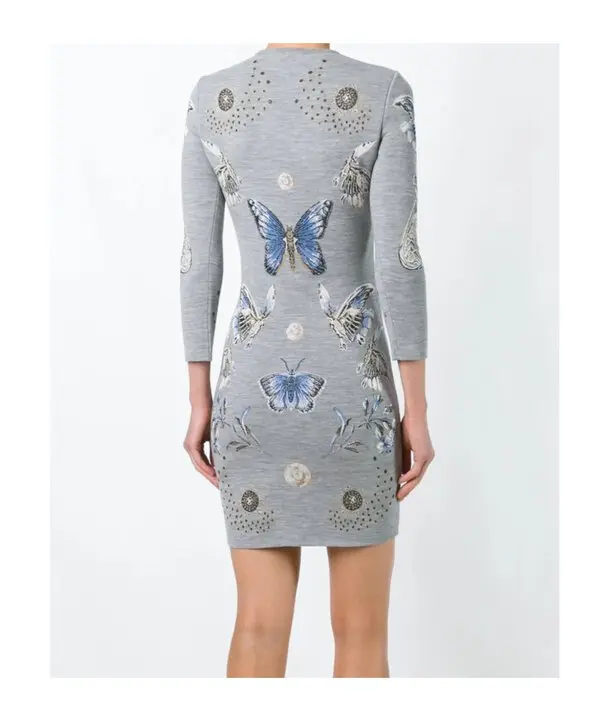 Alexander McQueen Butterfly Jacquard Knit Dress