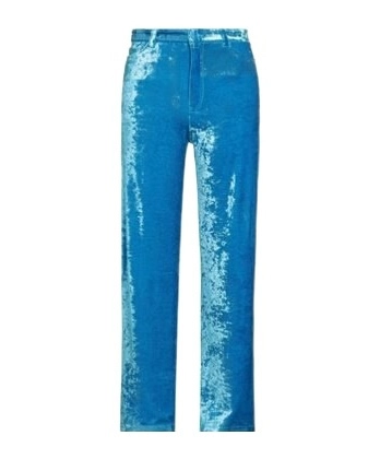 Balenciaga Shiny Velvet Straight-leg Trousers - Blue