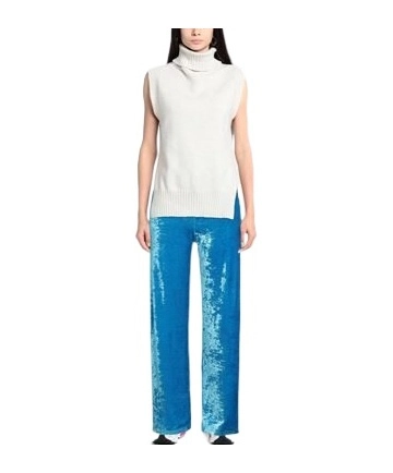 Balenciaga Shiny Velvet Straight-leg Trousers - Blue