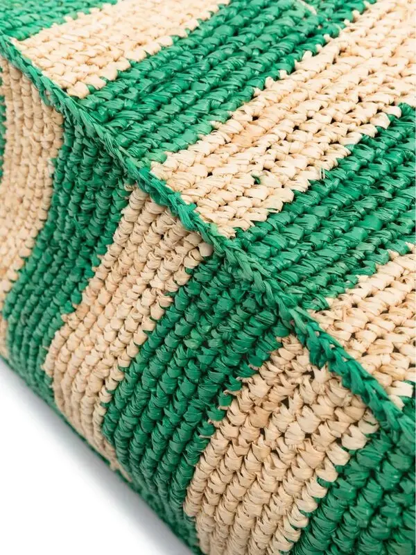MC2 SAINT BARTH Striped Woven Top Handle Bag - Green