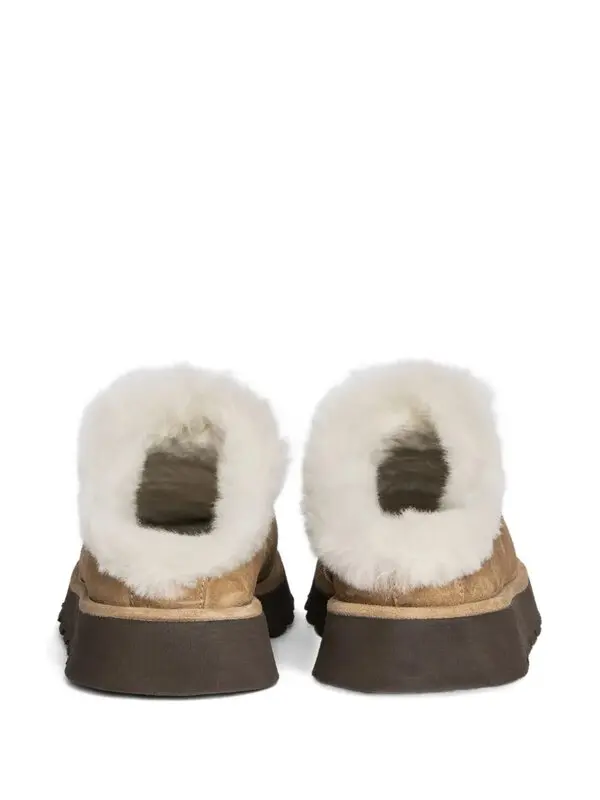Zadig&Voltaire Embroidered Shearling Trimmed Suede Mules