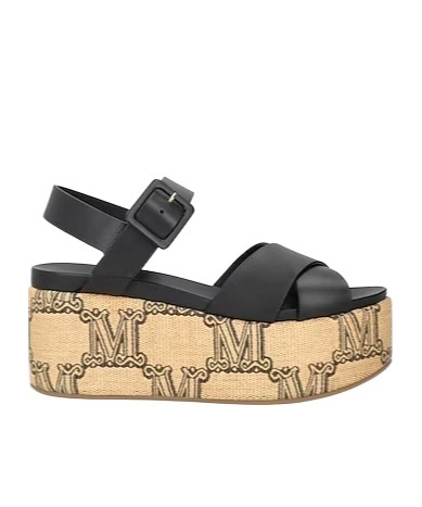 Max Mara Leather Wedge Espadrille Sandals