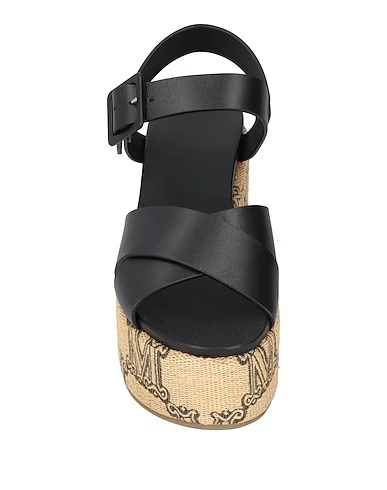 Max Mara Leather Wedge Espadrille Sandals