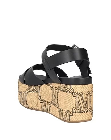Max Mara Leather Wedge Espadrille Sandals