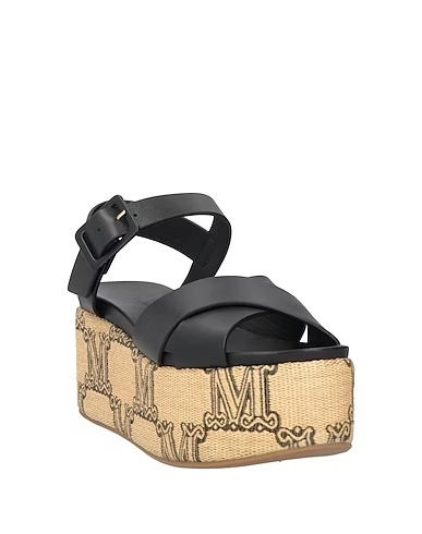 Max Mara Leather Wedge Espadrille Sandals