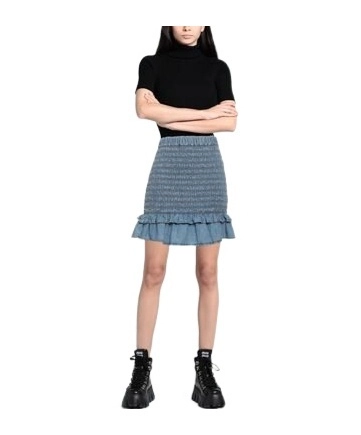 Isabel Marant Étoile Denim Mini Skirt With Ruffle Hem - Blue
