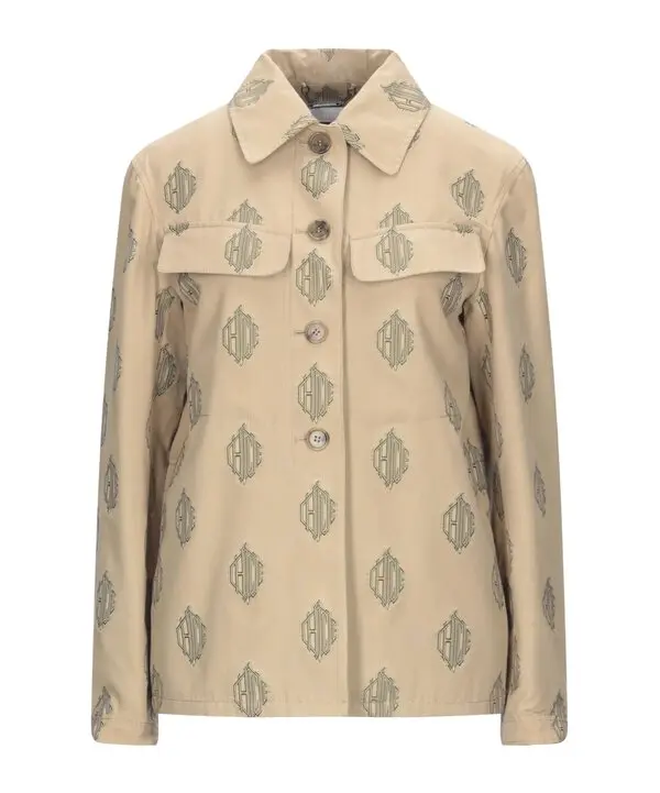 Chloé Collared Shirt Jacket With Monogram Embroidery - Nude