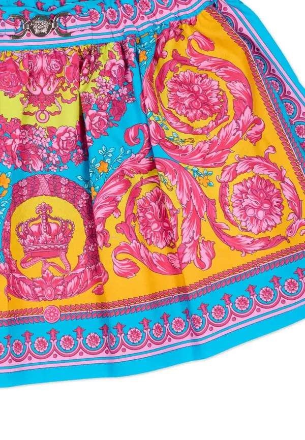 Versace Printed Cotton-poplin Skirt With Medusa Head Embellishment